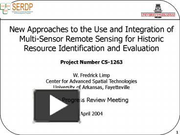 PPT – New Approaches to the Use and Integration of MultiSensor Remote ...