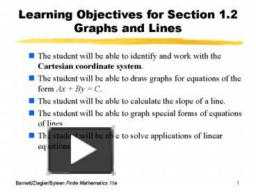 PPT – Learning Objectives for Section 1'2 Graphs and Lines PowerPoint ...