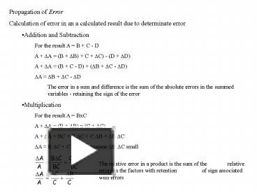Propagation of Error presentation | free to view