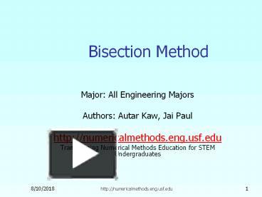 PPT – Bisection%20Method PowerPoint presentation | free to download ...