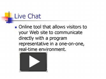 Live Chat presentation | free to view