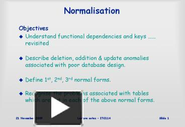 Normalisation presentation | free to view