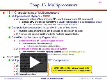 Chap' 13 Multiprocessors presentation | free to view