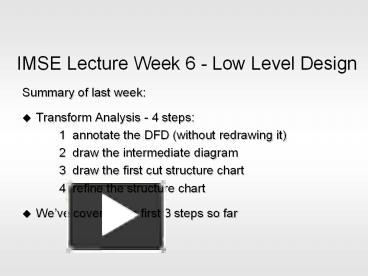 PPT – IMSE Lecture Week 6 - Low Level Design PowerPoint presentation ...