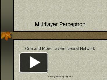 Multilayer Perceptron presentation | free to view