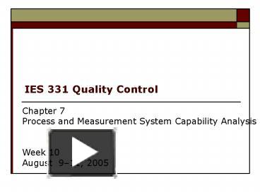 PPT – IES 331 Quality Control PowerPoint presentation | free to view ...