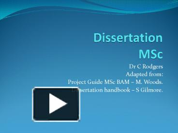 Dissertation MSc presentation | free to view