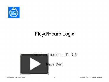 Floyd/Hoare Logic presentation | free to view