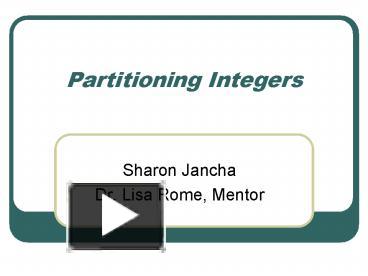 Partitioning Integers presentation | free to view