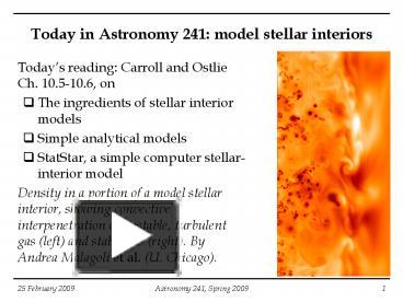Today in Astronomy 241: model stellar interiors presentation | free to view