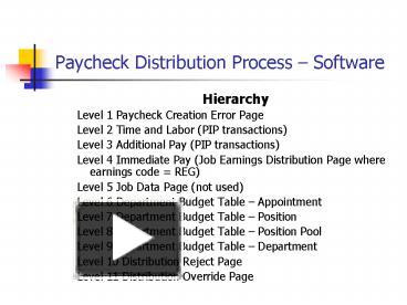 Paycheck Distribution Process Software presentation | free to view