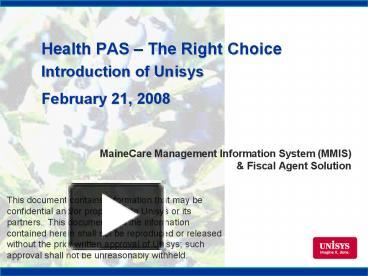 MaineCare Management Information System MMIS presentation | free to view