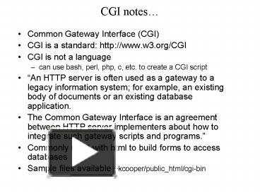 PPT – CGI notes PowerPoint presentation | free to view - id: 1e183b-NzljO