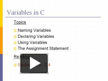 Variables in C presentation | free to download