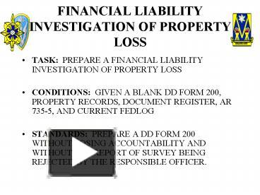 FINANCIAL LIABILITY INVESTIGATION OF PROPERTY LOSS presentation | free ...
