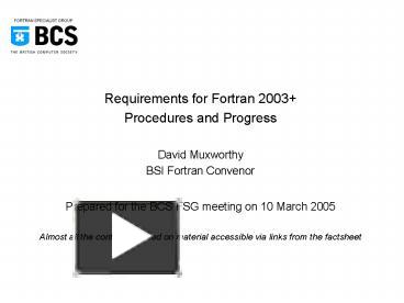 Requirements for Fortran 2003 presentation | free to download
