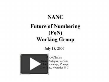 NANC Future of Numbering (FoN) Working Group presentation | free to ...