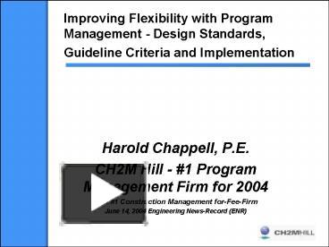 Improving Flexibility with Program Management Design Standards ...