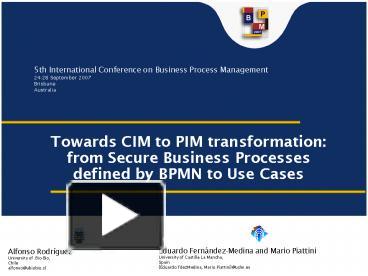 Towards CIM to PIM transformation: from Secure Business Processes ...