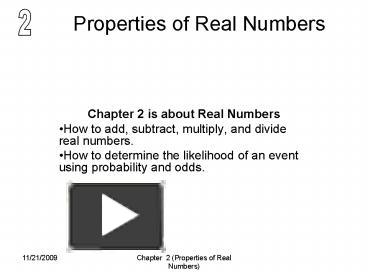 Properties of Real Numbers presentation | free to view