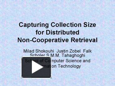 PPT – Capturing Collection Size for Distributed NonCooperative ...