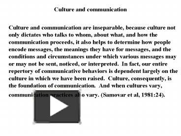 Culture and communication presentation | free to view