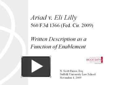PPT – Ariad v. Eli Lilly PowerPoint presentation | free to download - id: 1e457c-ZDc1Z