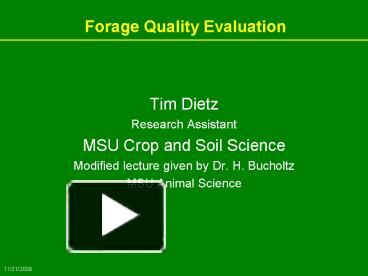 Forage Quality Evaluation presentation | free to view