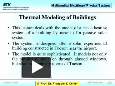 Thermal Modeling of Buildings presentation | free to download