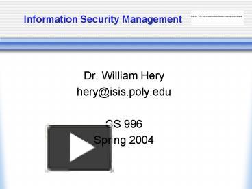 PPT – Information Security Management PowerPoint presentation | free to ...