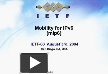 PPT – Mobility for IPv6 mip6 PowerPoint presentation | free to download ...