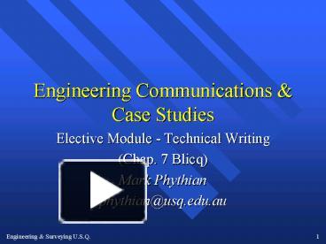 Engineering Communications presentation | free to view
