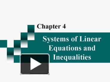 Systems of Linear Equations and Inequalities presentation | free to view