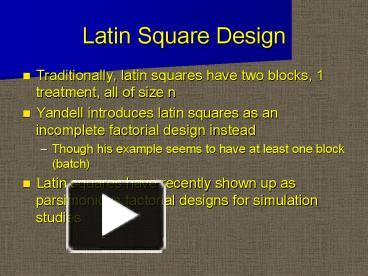 Latin Square Design presentation | free to view