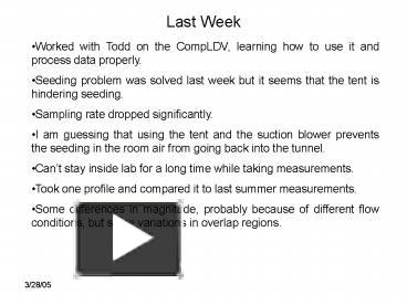 Last Week presentation | free to view