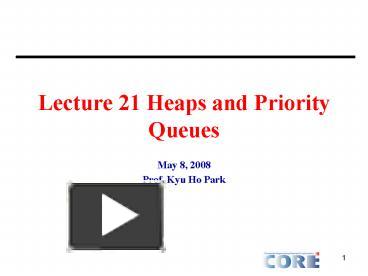 PPT – Lecture 21 Heaps and Priority Queues PowerPoint presentation ...