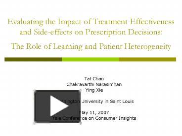PPT – Evaluating the Impact of Treatment Effectiveness and Sideeffects ...