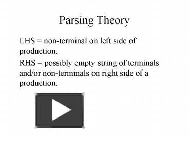 PPT – Parsing Theory PowerPoint presentation | free to view - id ...