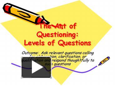 The Art of Questioning: Levels of Questions presentation | free to view