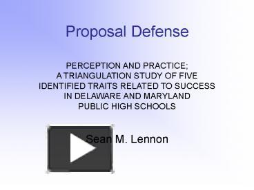 Proposal Defense presentation | free to view