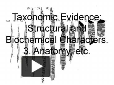 Taxonomic Evidence: Structural and Biochemical Characters' presentation ...