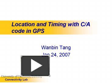 Location and Timing with CA code in GPS presentation | free to view