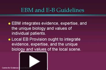 EBM and EB Guidelines presentation | free to view