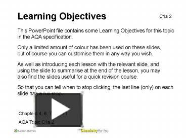 PPT – Learning Objectives PowerPoint presentation | free to view - id ...