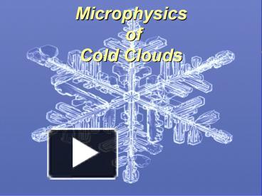 Microphysics of Cold Clouds presentation | free to view