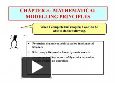 CHAPTER 3 : MATHEMATICAL MODELLING PRINCIPLES presentation | free to view