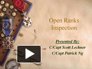 Open Ranks Inspection presentation | free to view