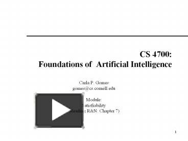 PPT – CS 4700: Foundations of Artificial Intelligence PowerPoint ...