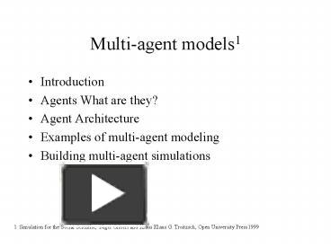 Multiagent models1 presentation | free to view