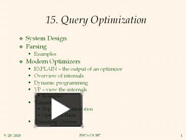 PPT – 15. Query Optimization PowerPoint presentation | free to download ...